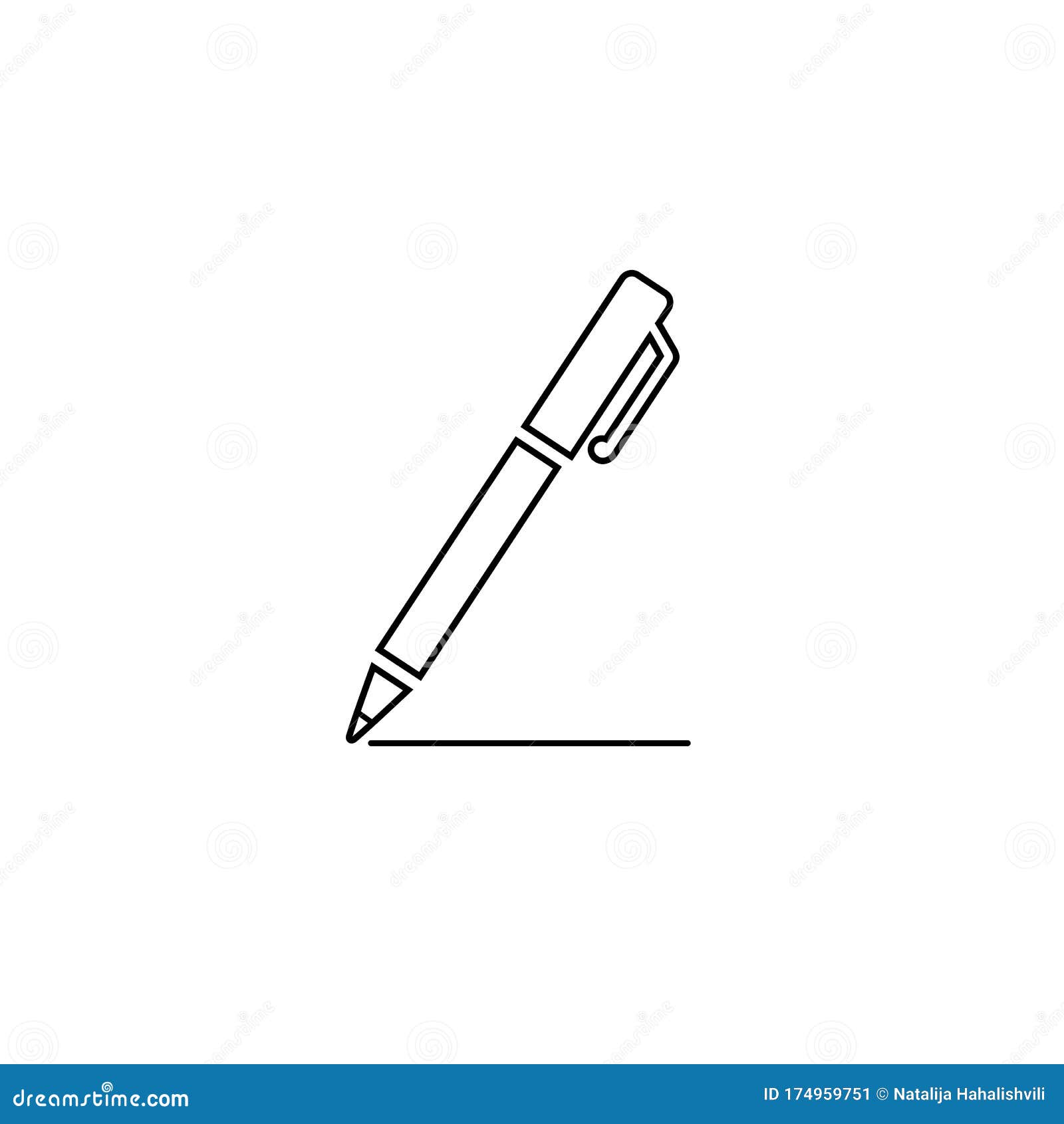 Pen Sign Line Icon on White, Vector in Modern Flat Style Stock Vector ...
