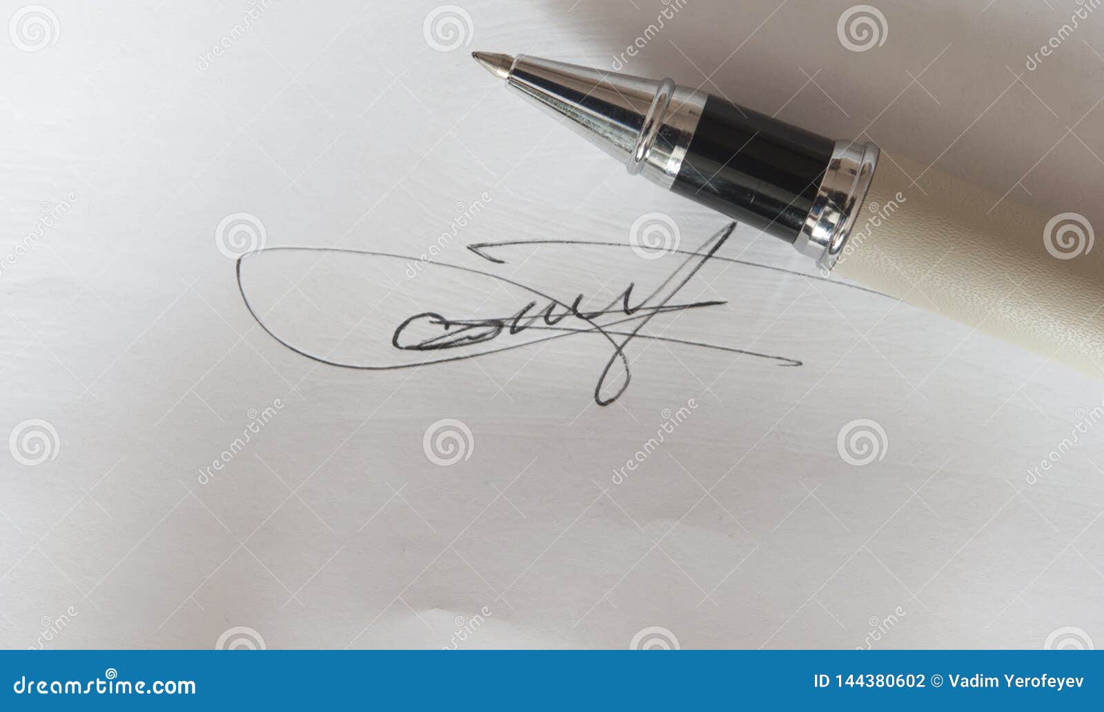 Pen with Signature and Document in Background Stock Photo - Image of ...