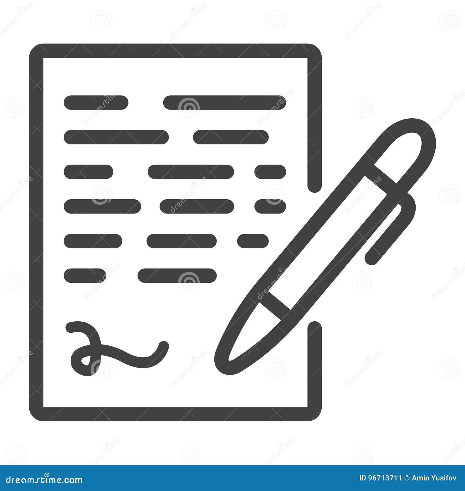 Pen Signing Line Icon, Business Contract Signature Stock Vector ...