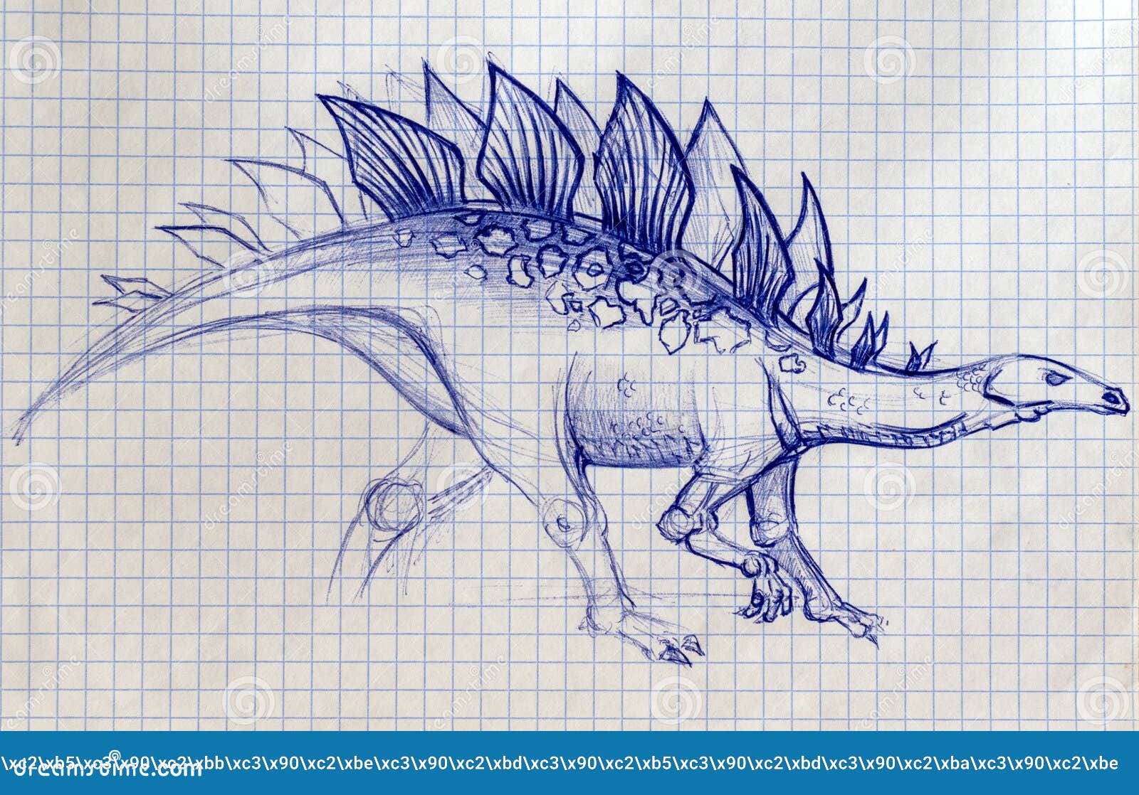A Pen Sketch of Dinosaur, Pen on Paper Stock Illustration ...