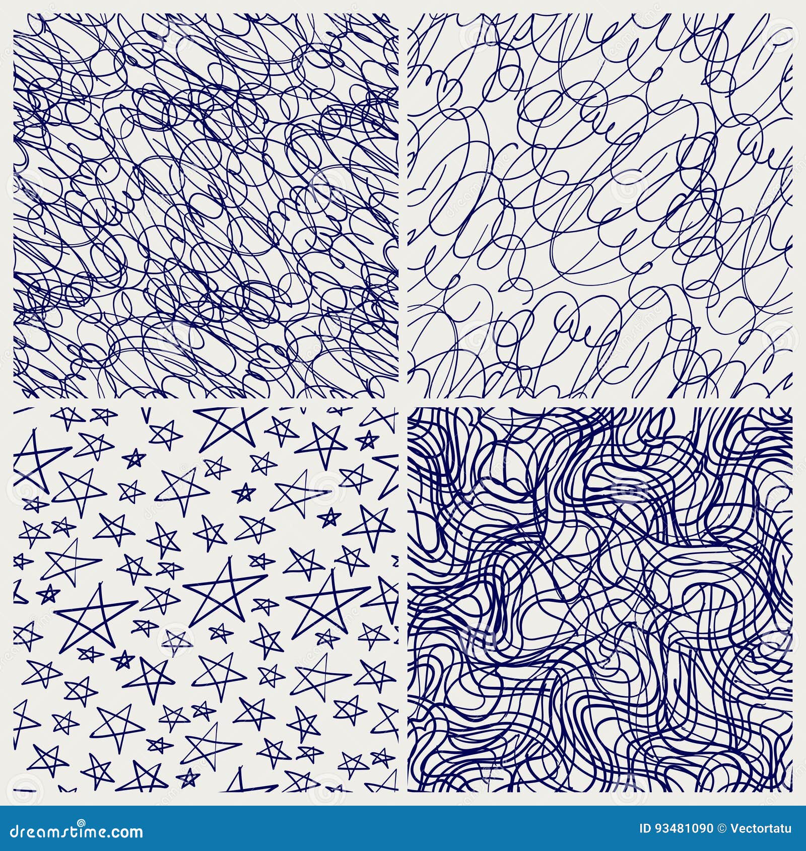 Pen Sketched Seamless Texture Set Stock Vector - Illustration of ...