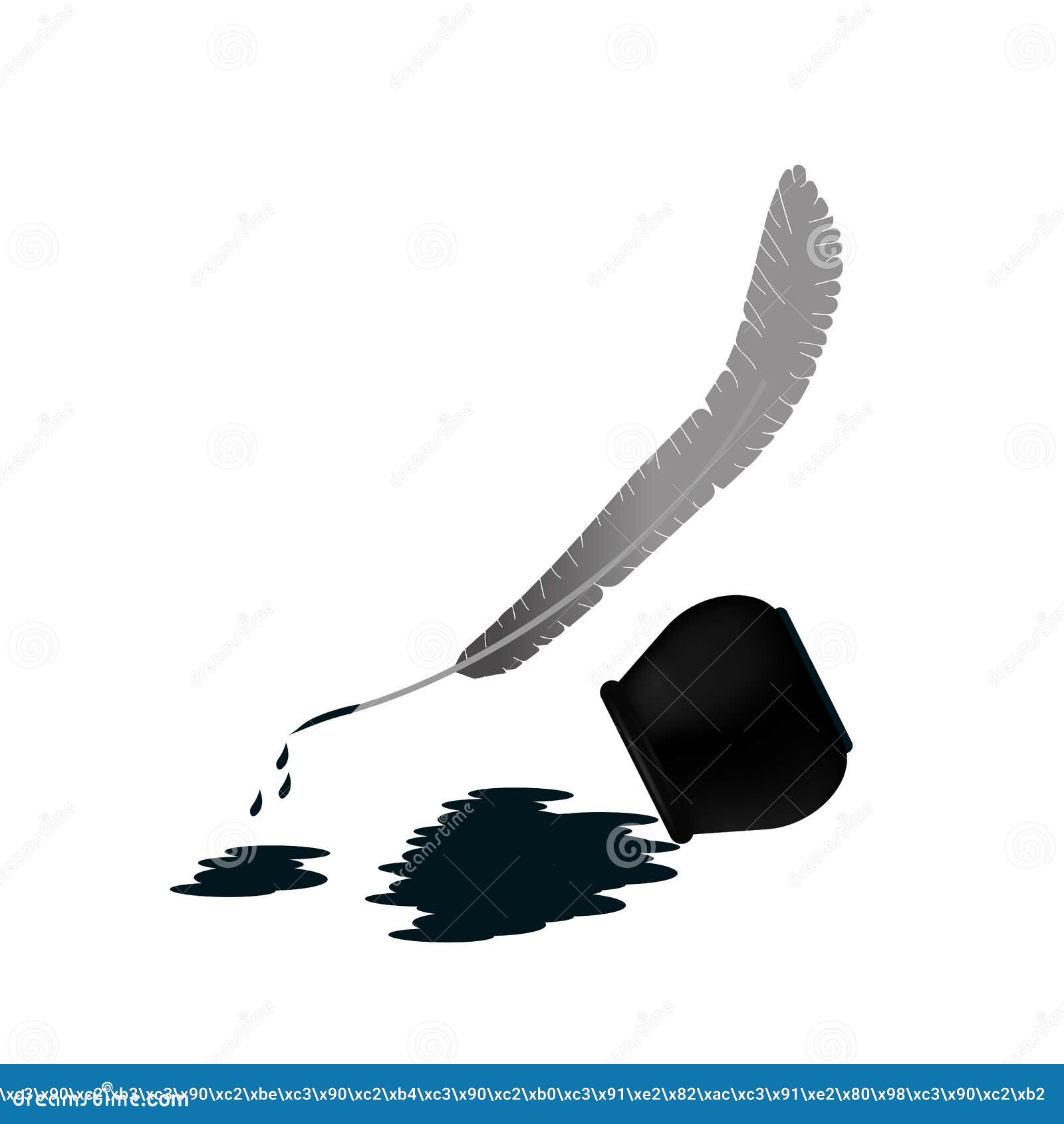 The Pen and the Spilled Ink Lie Side by Side. Ink Spot Stock ...