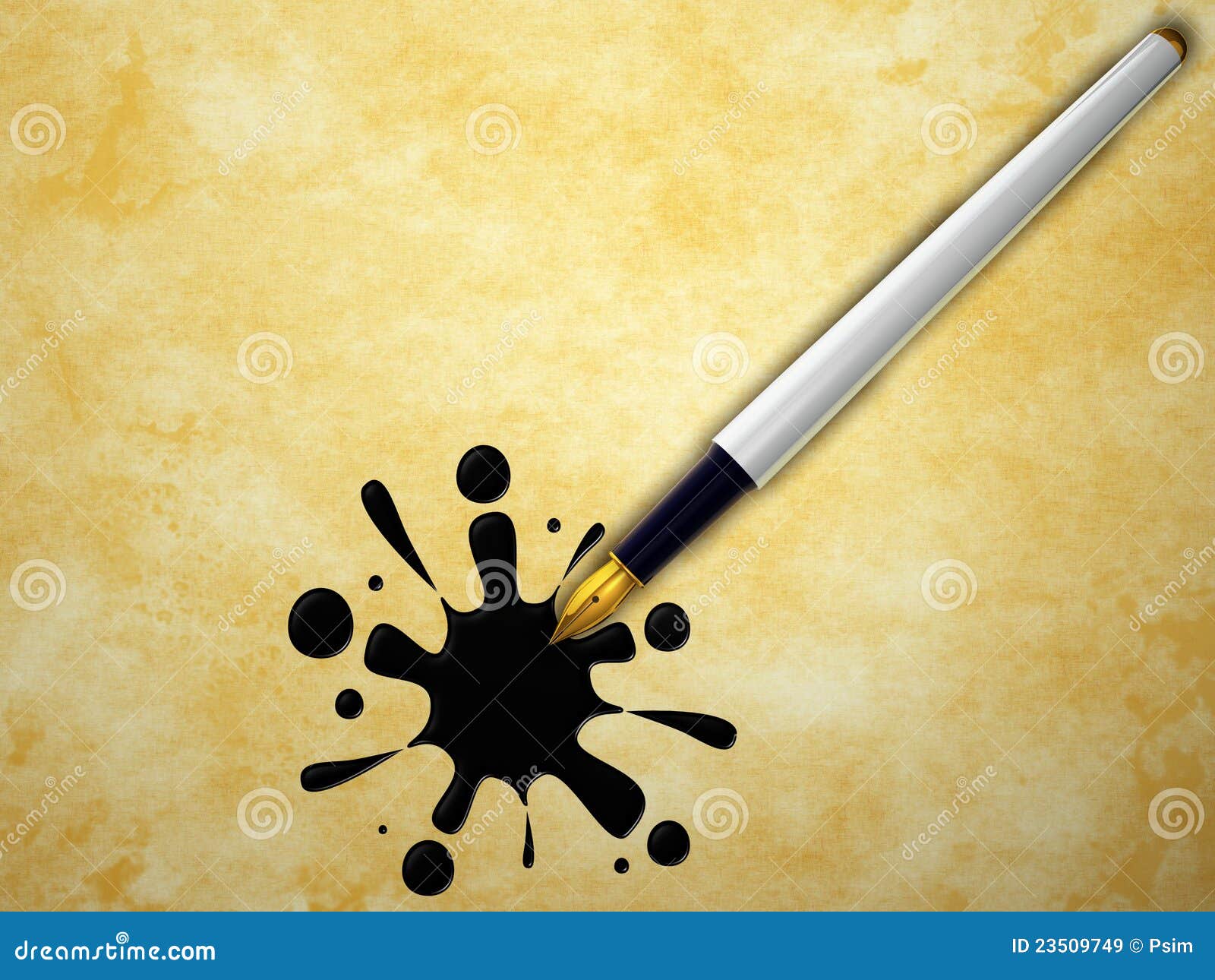 Pen and splash stock illustration. Illustration of leak - 23509749