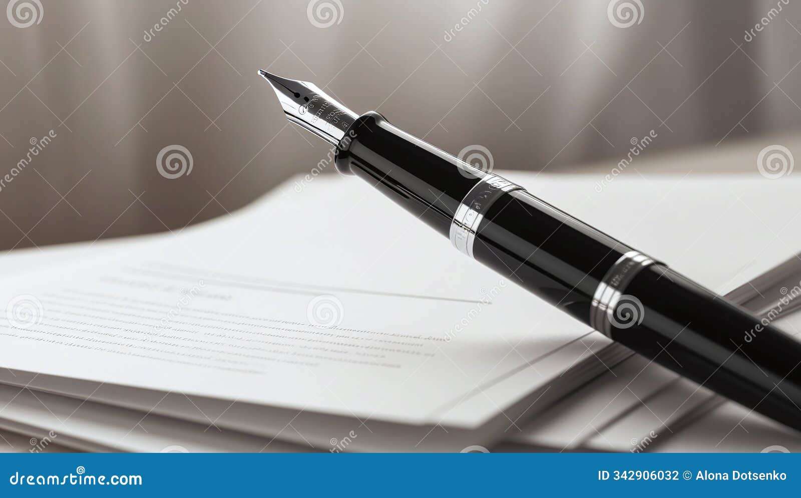Pen with Stack of Documents and Papers, Contract or Agreement ...