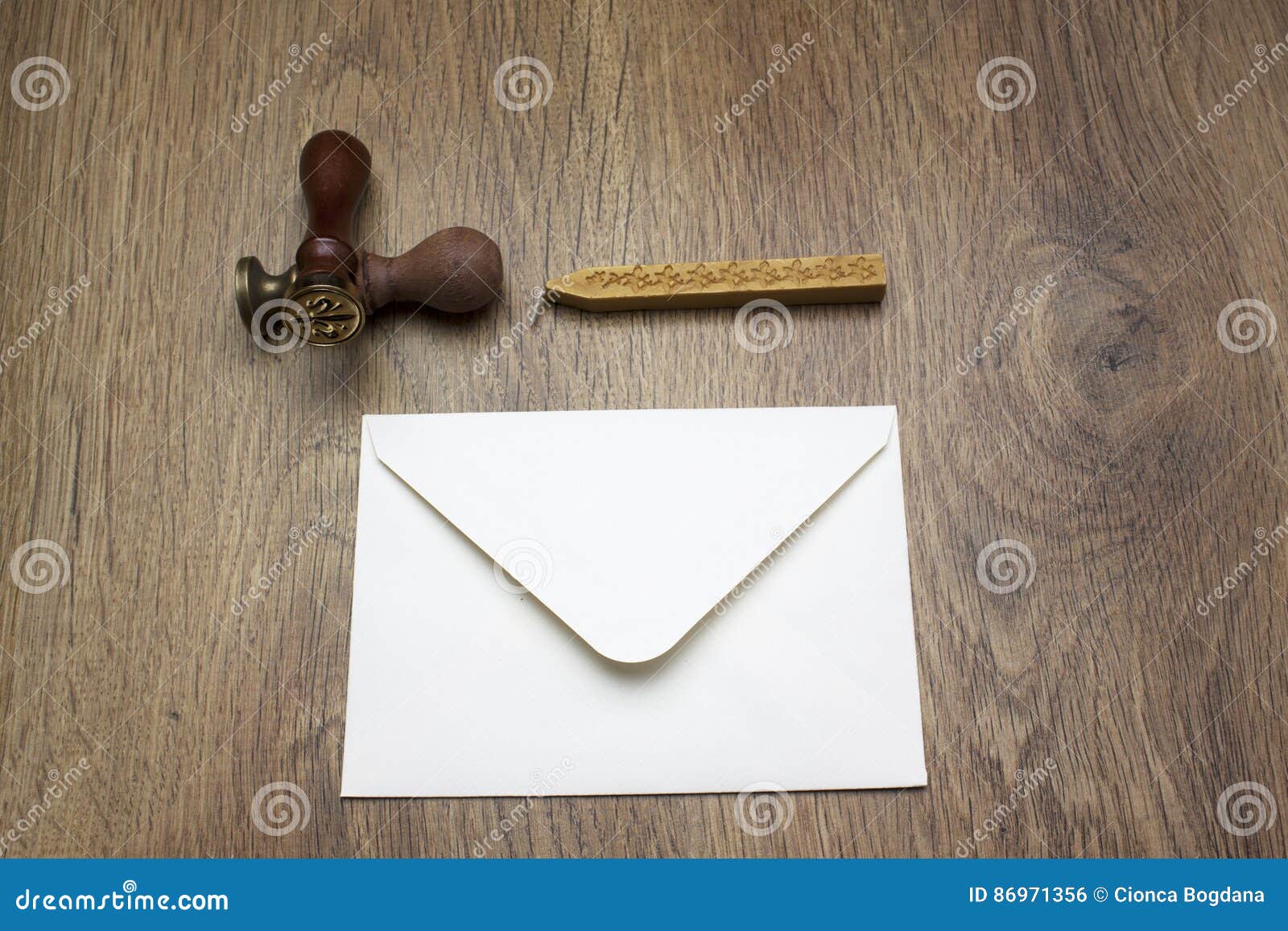 Pen, Stamp, Envelope, Ink Pot and Wax Stock Photo - Image of ...