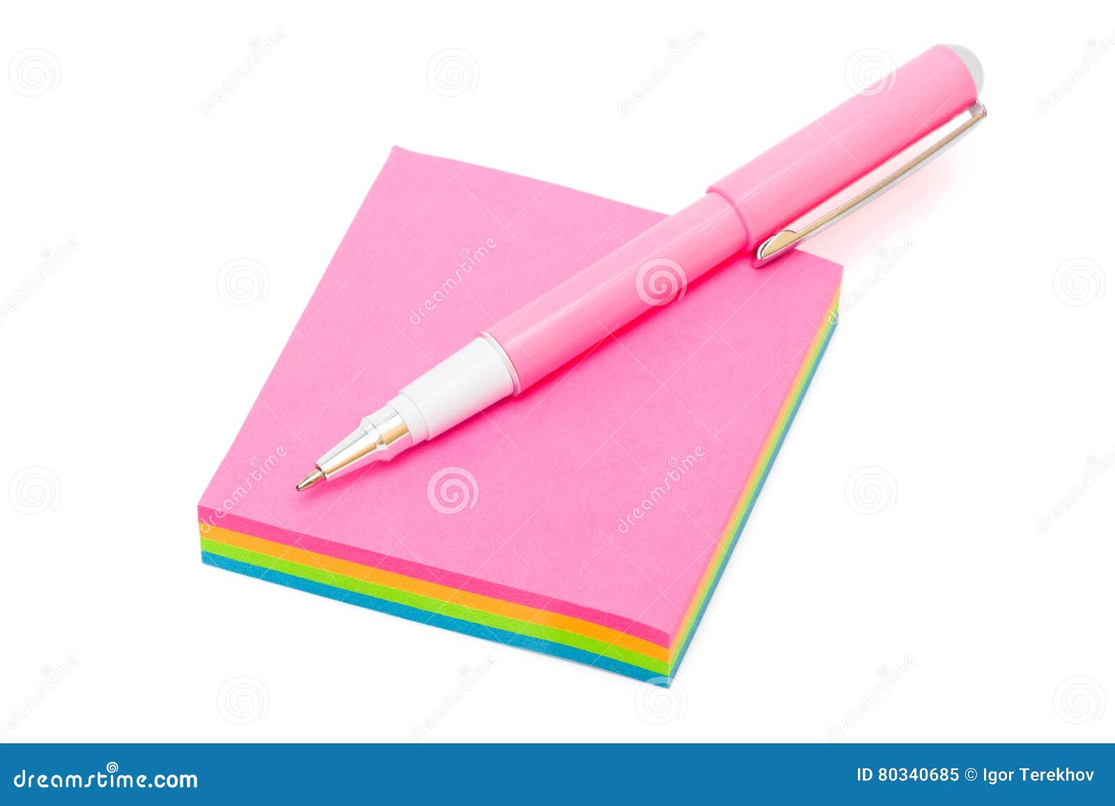 Pen on sticky note stock image. Image of ballpoint, pink - 80340685