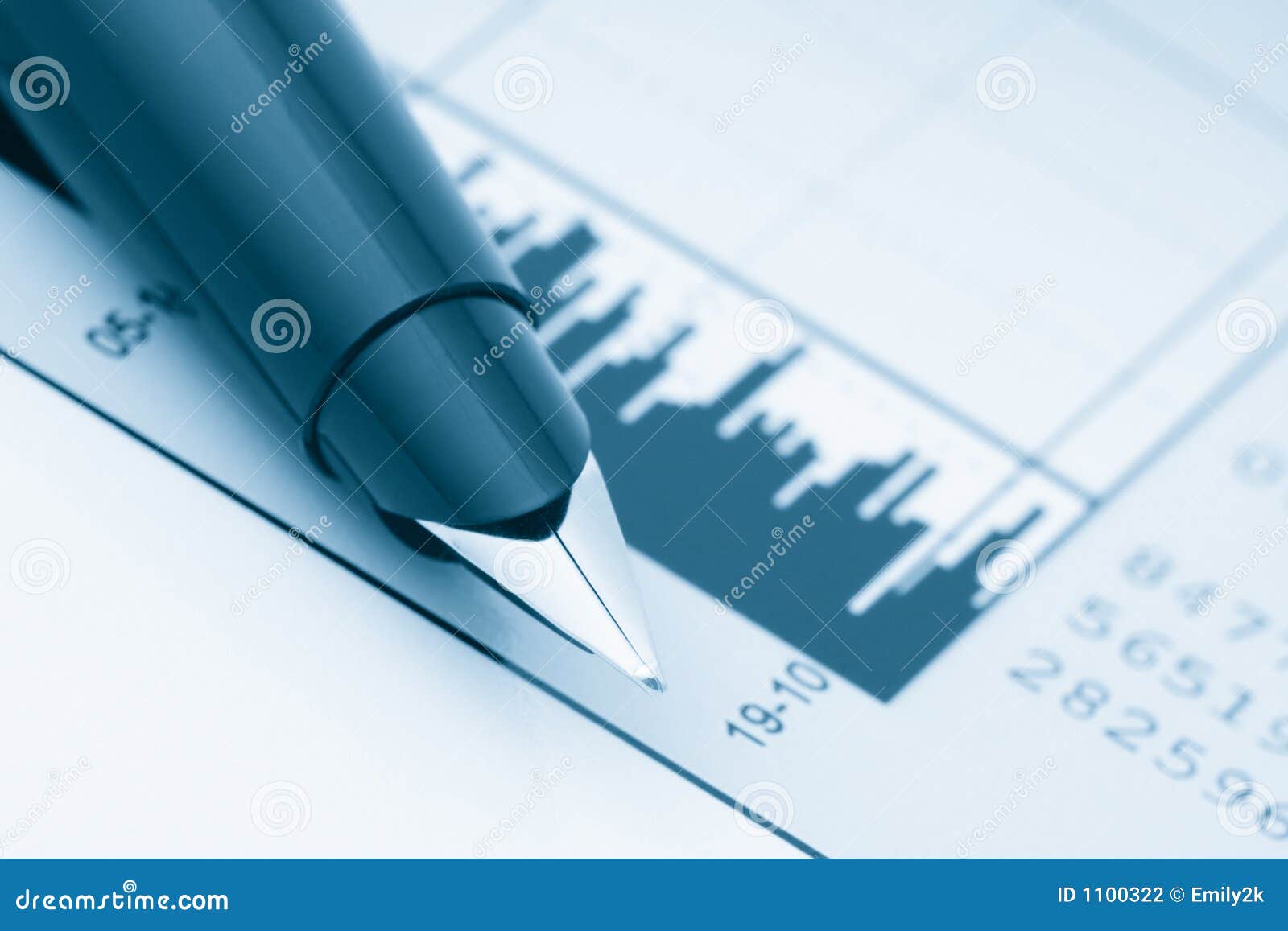 Pen on Stock Chart stock photo. Image of blue, develop - 1100322