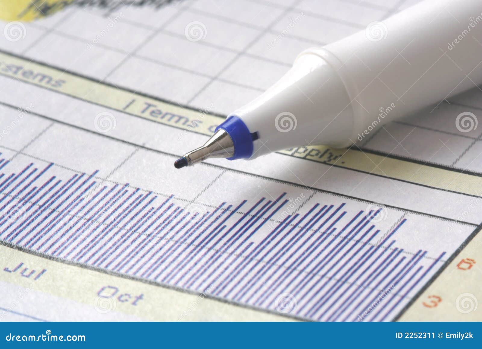 Pen on stock chart stock image. Image of paper, bank, goal - 2252311