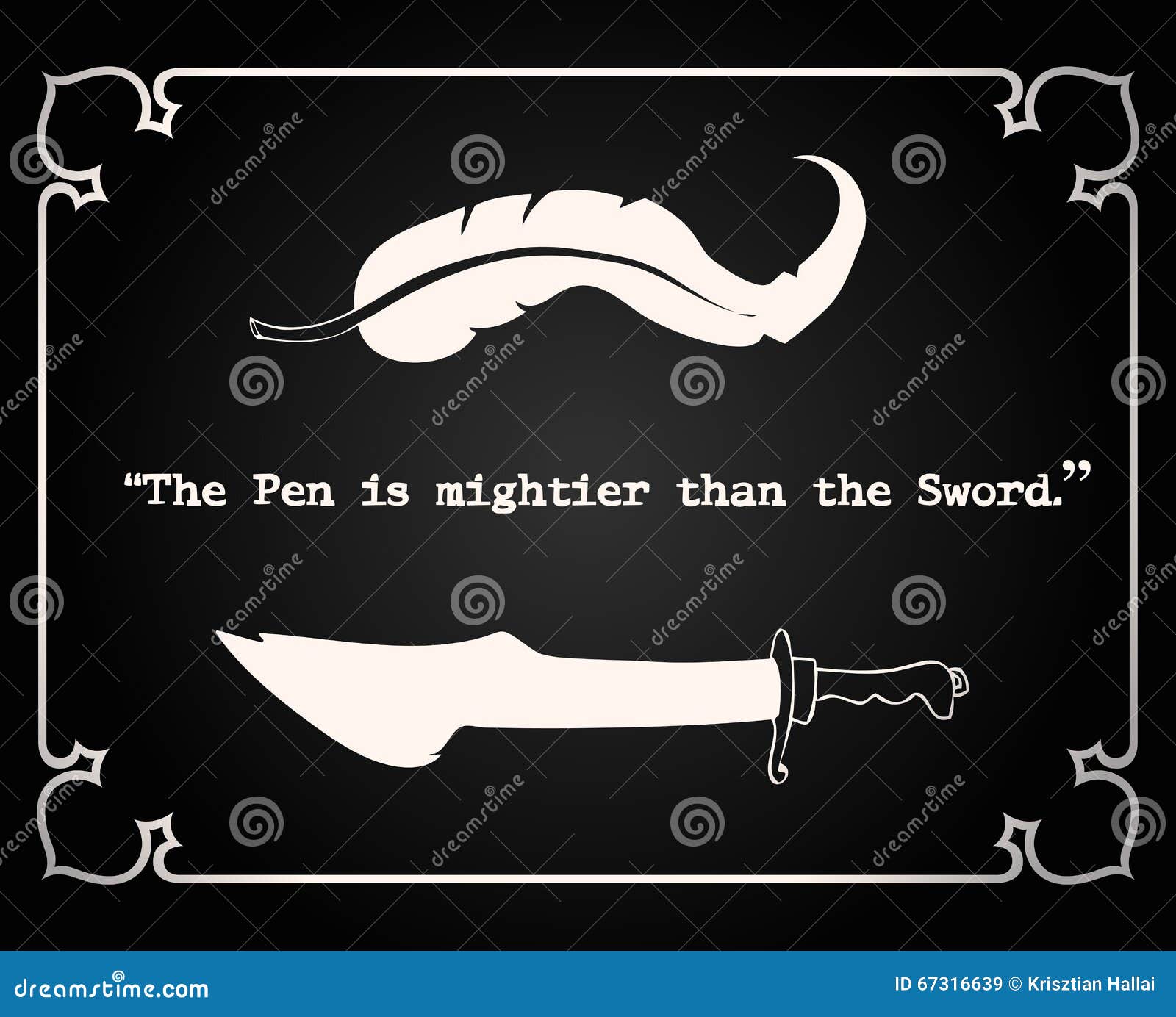 Pen and Sword Retro Screen. Stock Vector - Illustration of intelligent ...