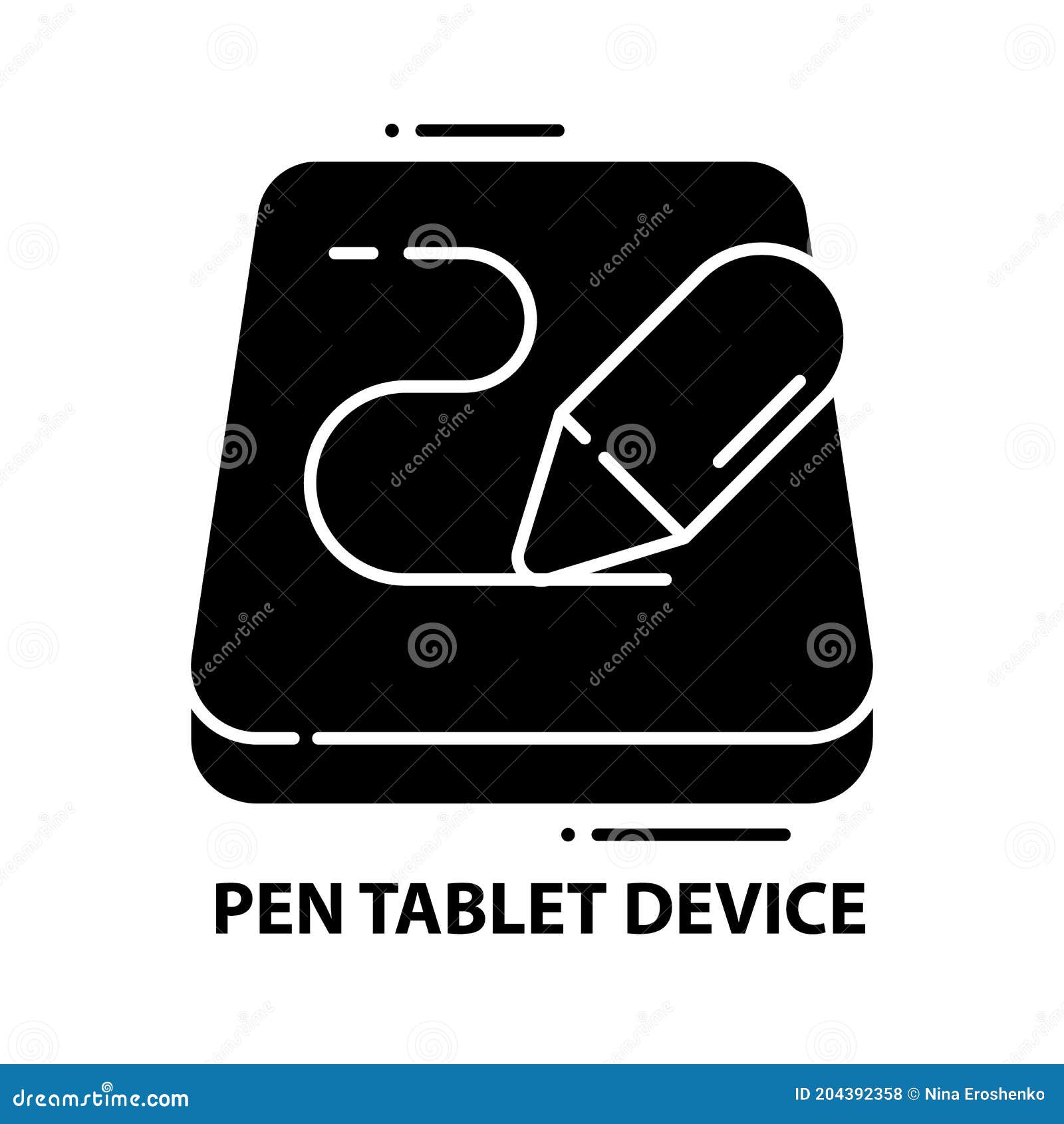 Pen Tablet Device Icon, Black Vector Sign with Editable Strokes ...