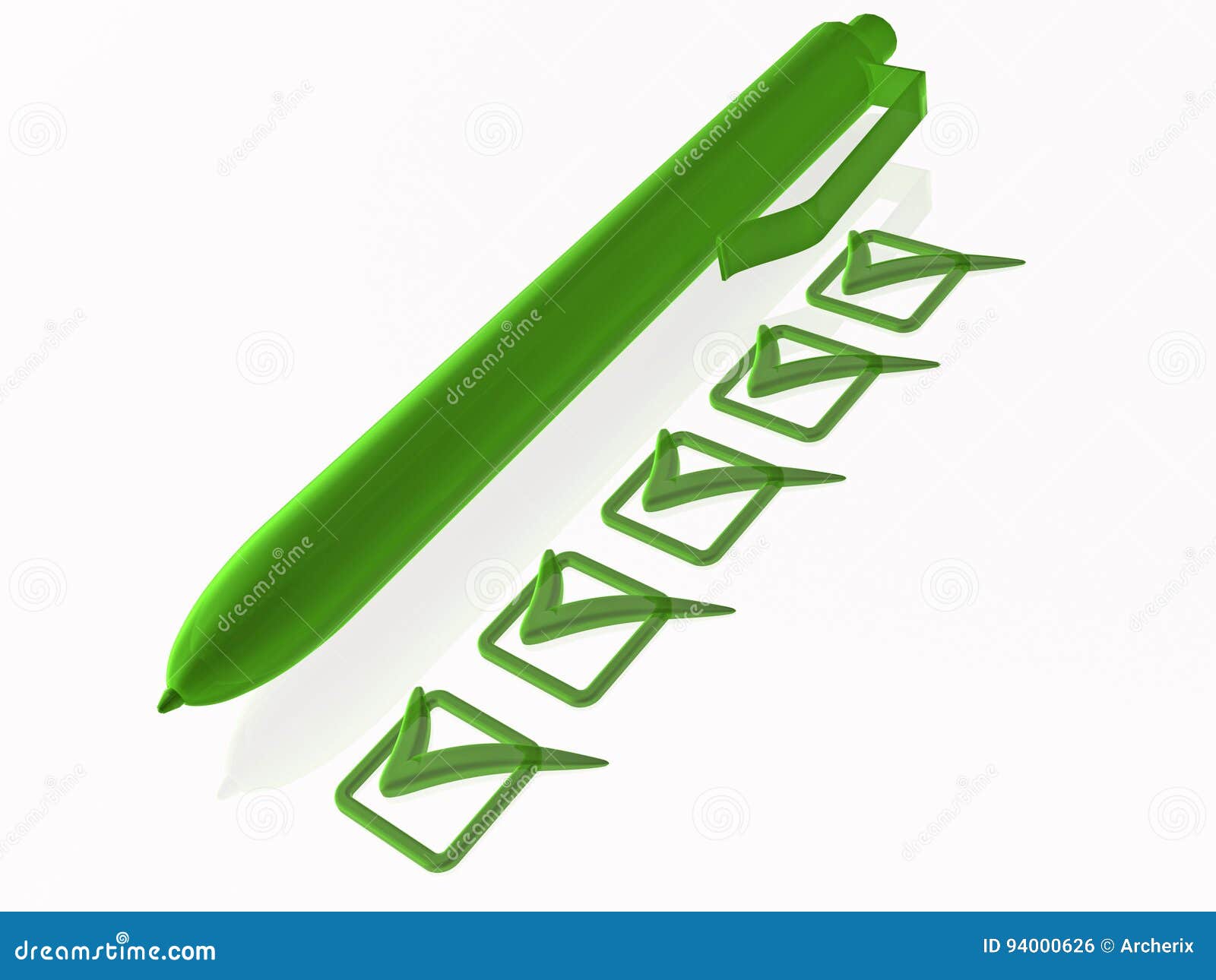 Pen and ticks stock illustration. Illustration of symbol - 94000626