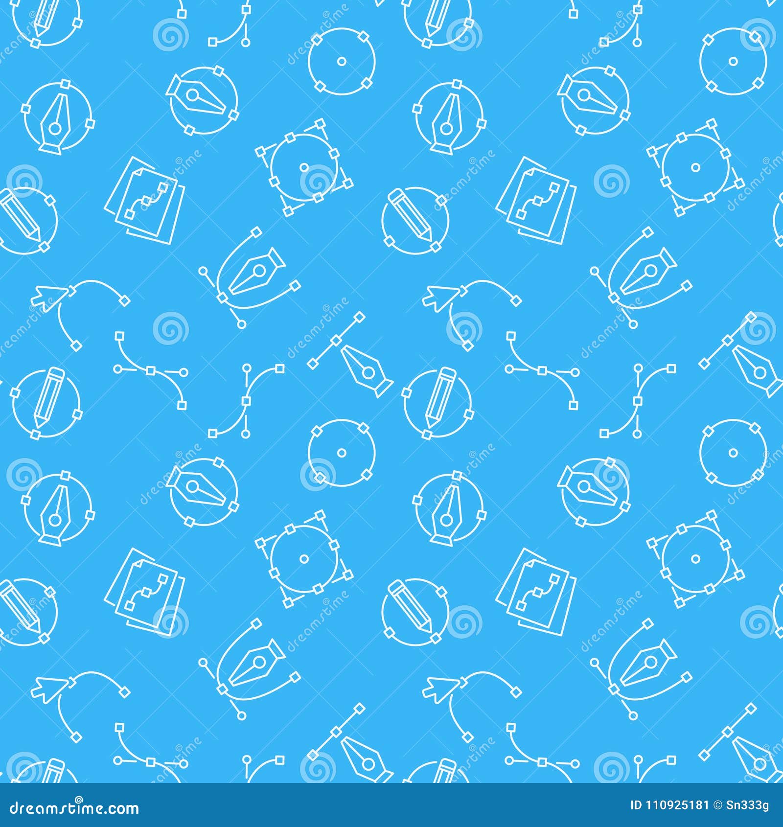 Pen Tool Blue Vector Seamless Pattern Stock Vector - Illustration of ...