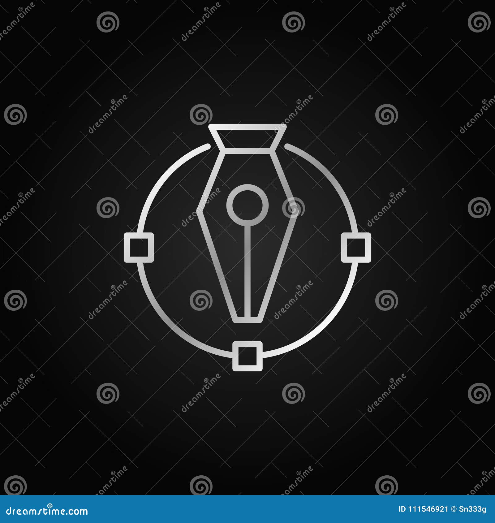 Pen Tool with Circle Curve Vector Silver Outline Icon Stock Vector ...