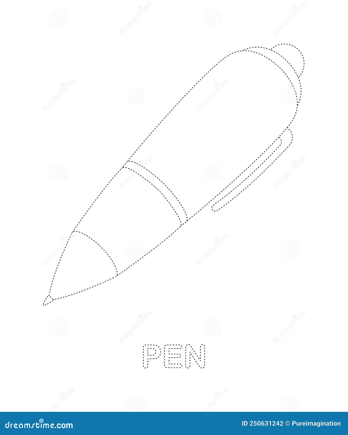 Pen Tracing Worksheet for Kids Stock Vector - Illustration of ballpoint ...