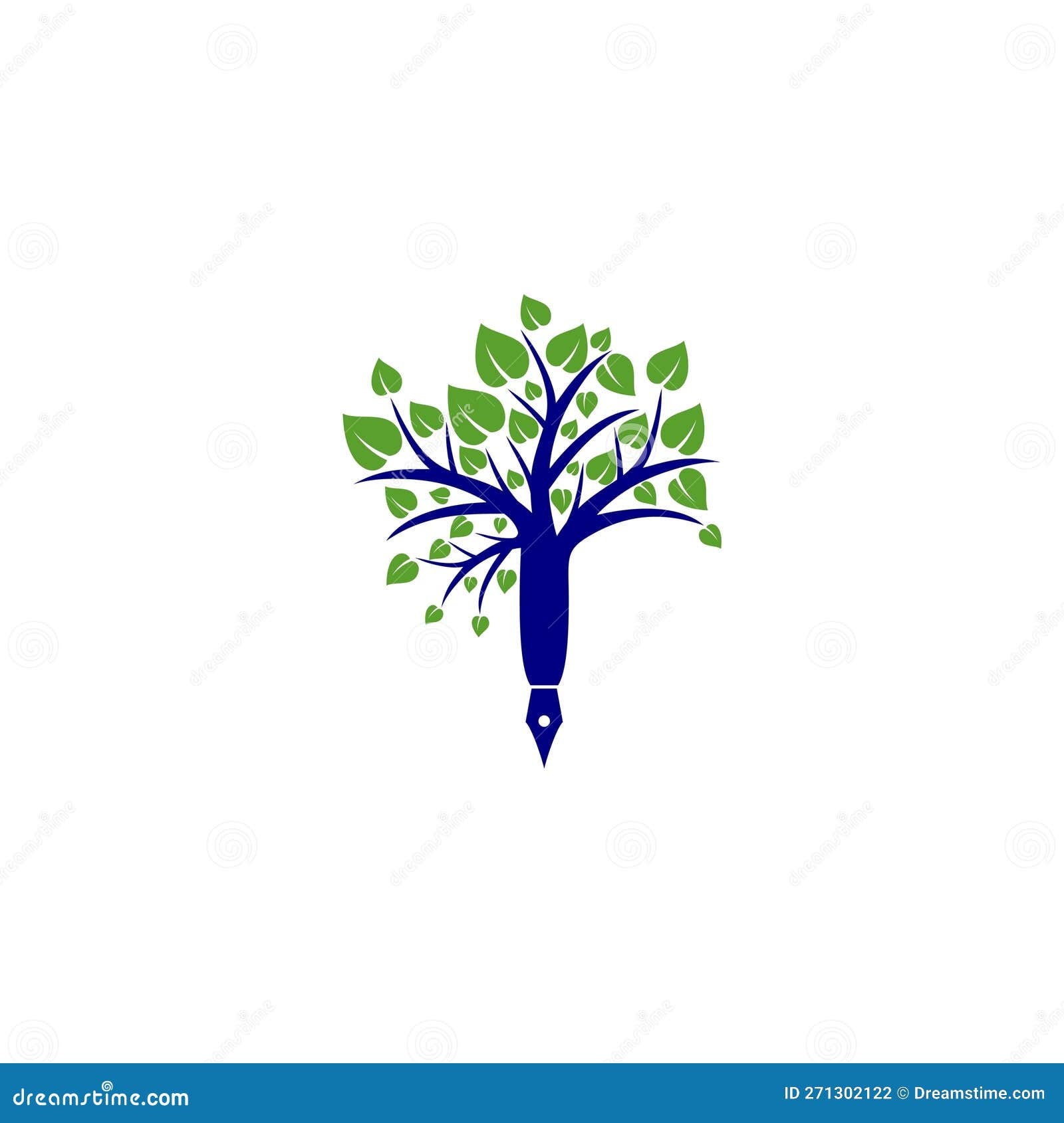 Pen Tree Creative Concept Logo Icon Isolated on White Background Stock ...
