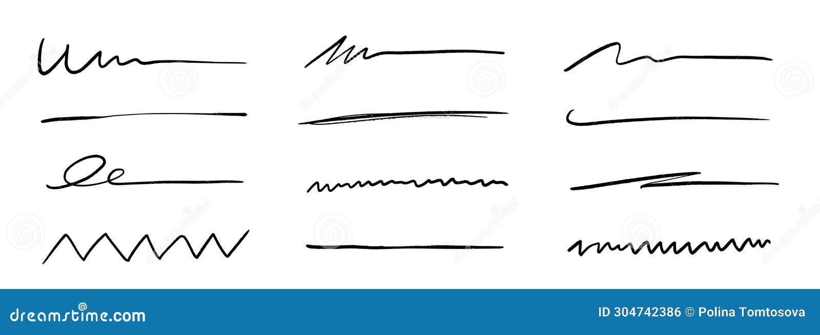 Pen Underline Line Stroke, Marker Scribble. Hand Drawn Mark, Brush ...