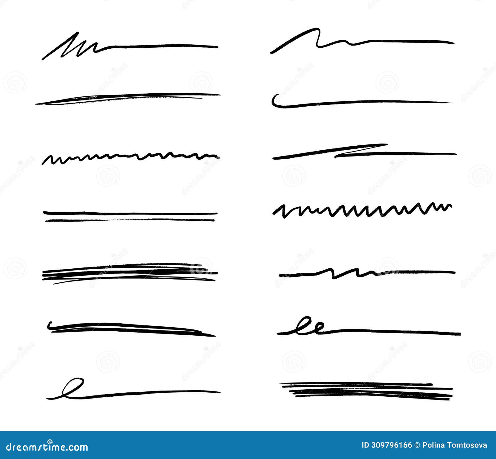 Pen Underline Line Stroke, Marker Scribble. Hand Drawn Mark, Brush ...