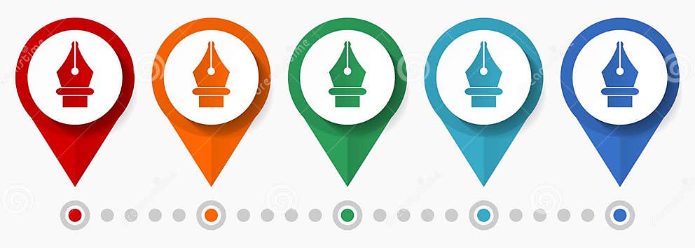 Pen, Write Concept Vector Icon Set, Flat Design Pointers, Infographic ...