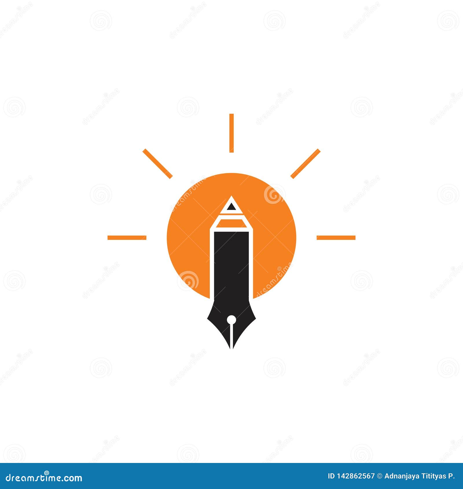 Pen Writer Light Bulb Idea Decor Vector Stock Vector - Illustration of ...