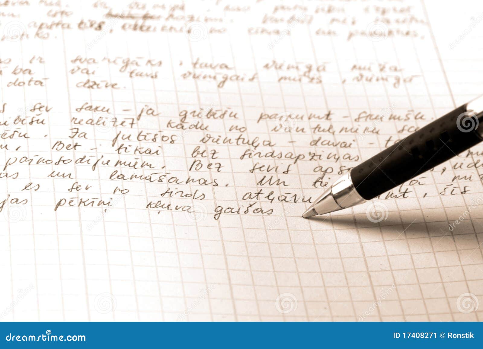 Pen Writes the Text on a Squared Paper Stock Image - Image of list ...