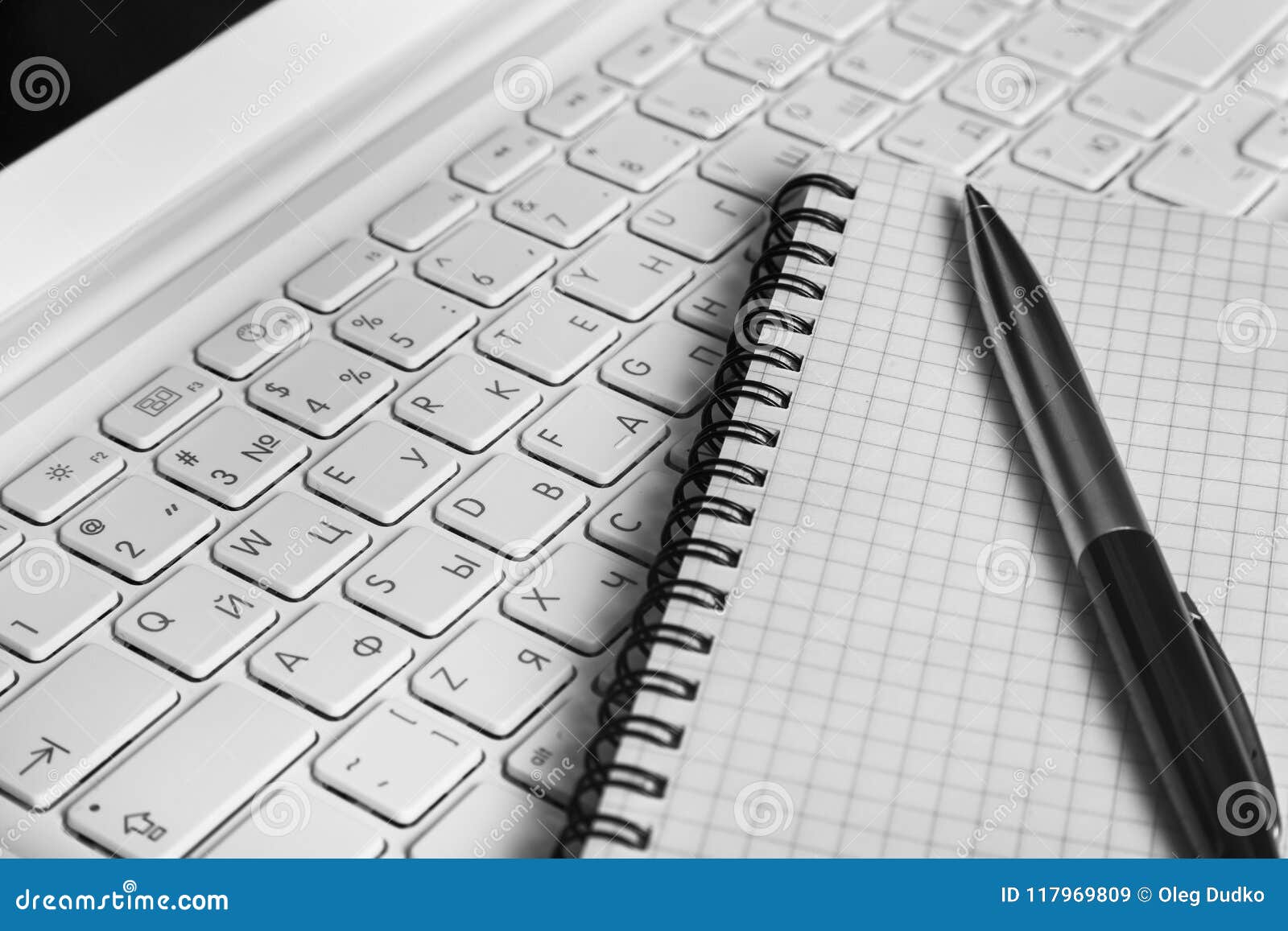 Notebook and Pen on Laptop Keypad Stock Image - Image of email, seminar ...