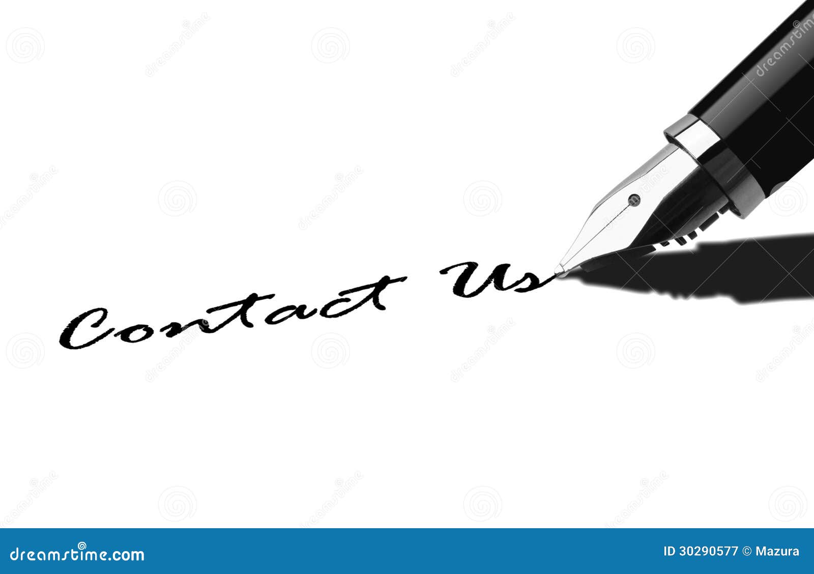 Pen writing Contact Us stock image. Image of paper, occasion - 30290577