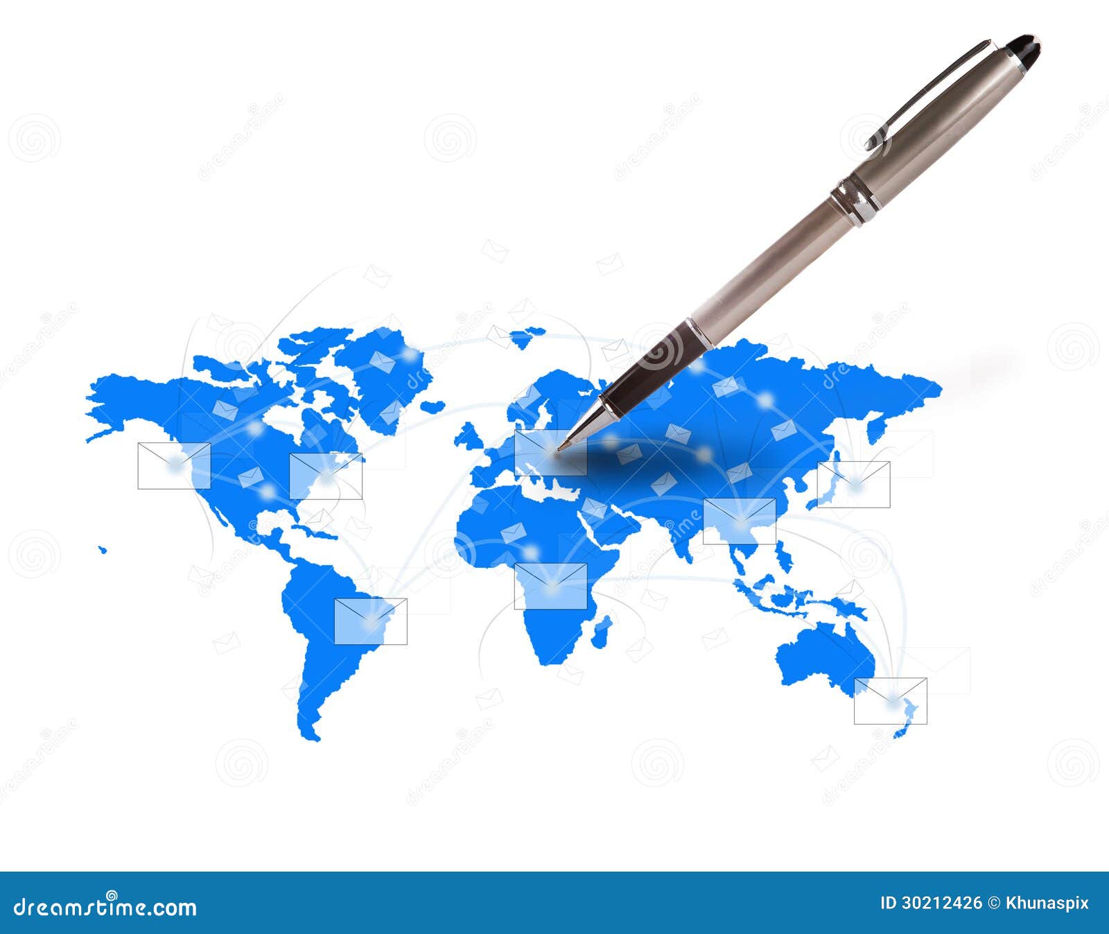 Pen Writing Letter on World Map Stock Photo - Image of vintage, blue ...