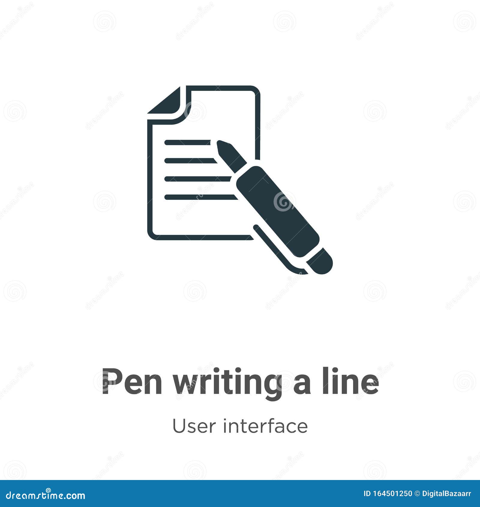 Pen Writing a Line Vector Icon on White Background. Flat Vector Pen ...