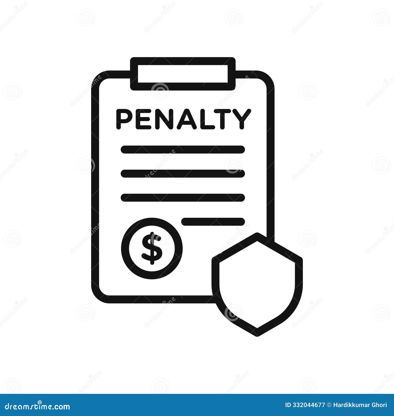 Penalty Document Icon Symbol on White Background Stock Vector ...