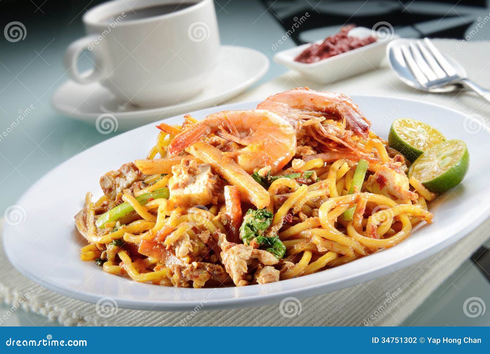 Penang Fried Rice Cake With Bean Sprouts Closeup Royalty-Free Stock ...