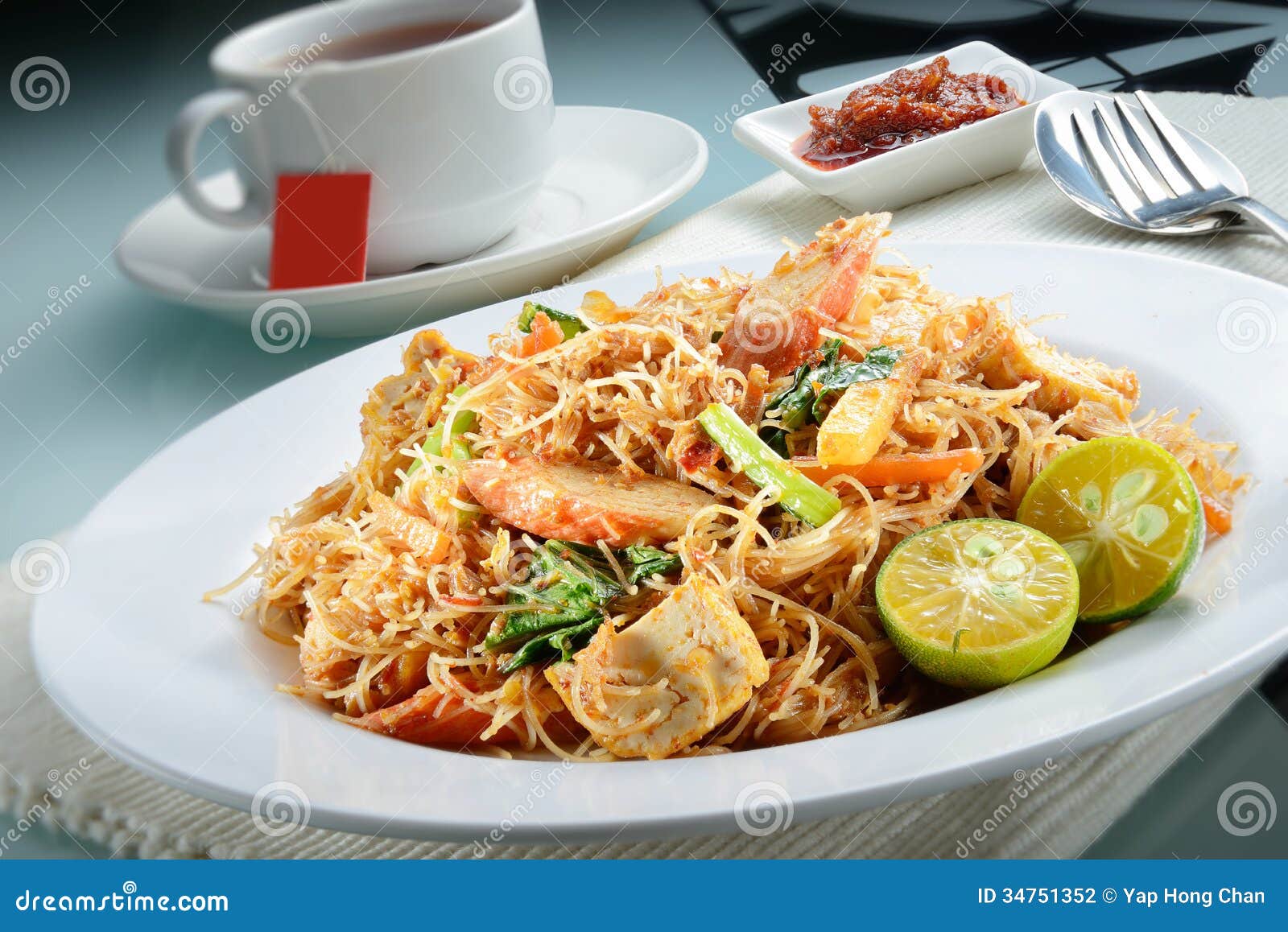 Penang Fried Prawn Rice Vermicelli Stock Photo - Image of traditional ...