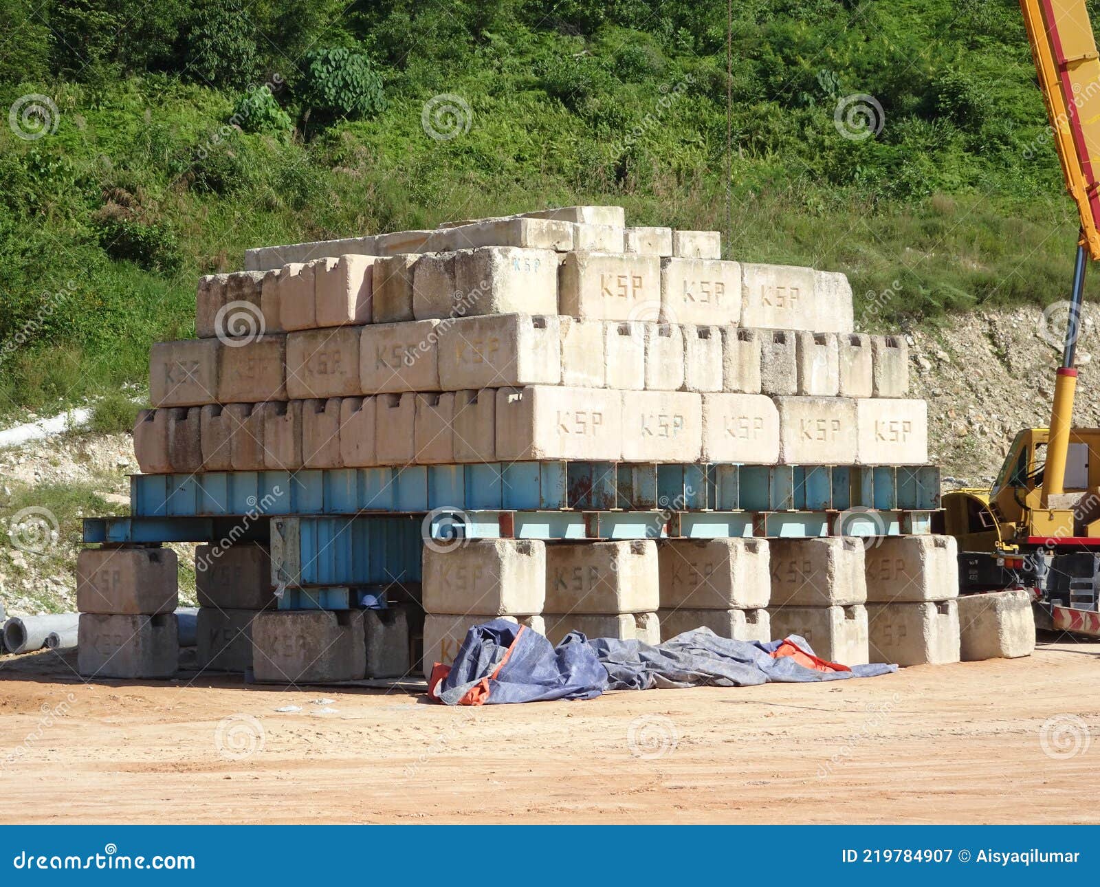 Construction Workers Stacking the Maintain Load Test Block Also Known ...