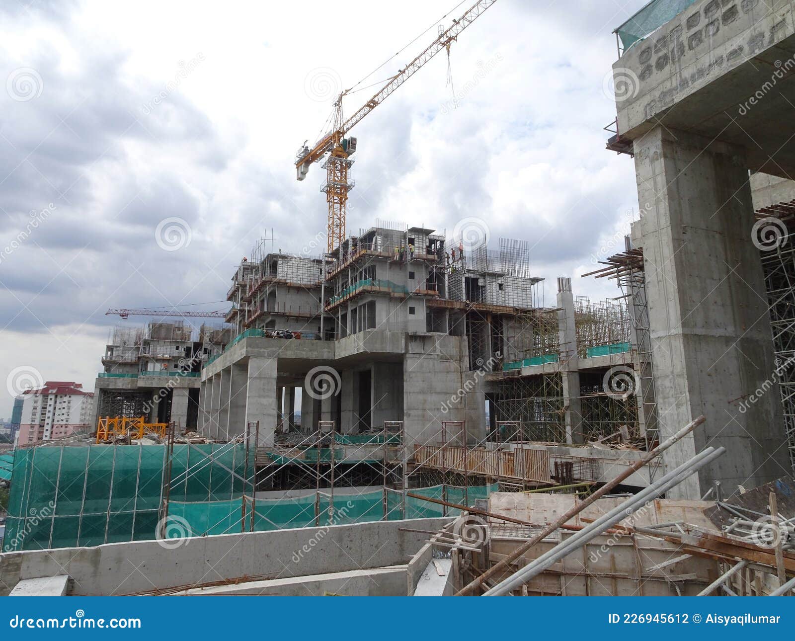 Structural Works are Underway at the Construction Site. Editorial ...