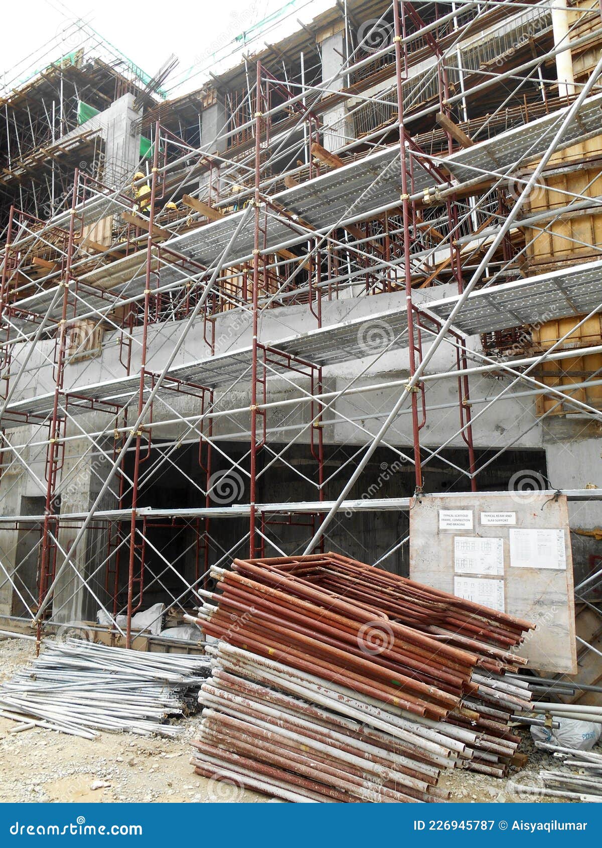 Structural Works are Underway at the Construction Site. Editorial ...