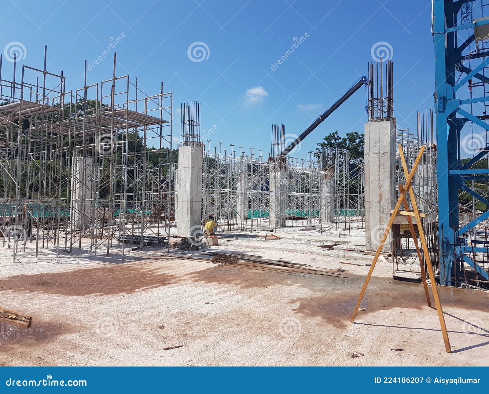 Structural Works are Underway at the Construction Site. Editorial ...