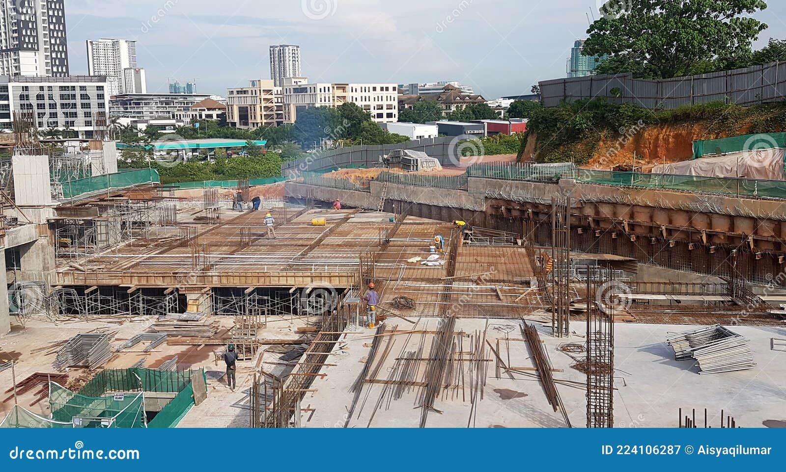 Structural Works are Underway at the Construction Site. Editorial ...