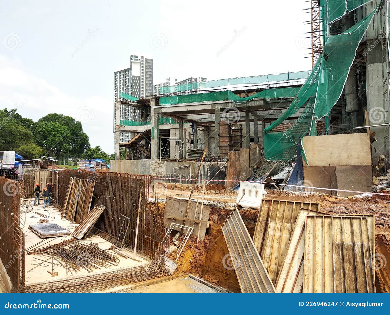 Structural Works are Underway at the Construction Site. Editorial ...