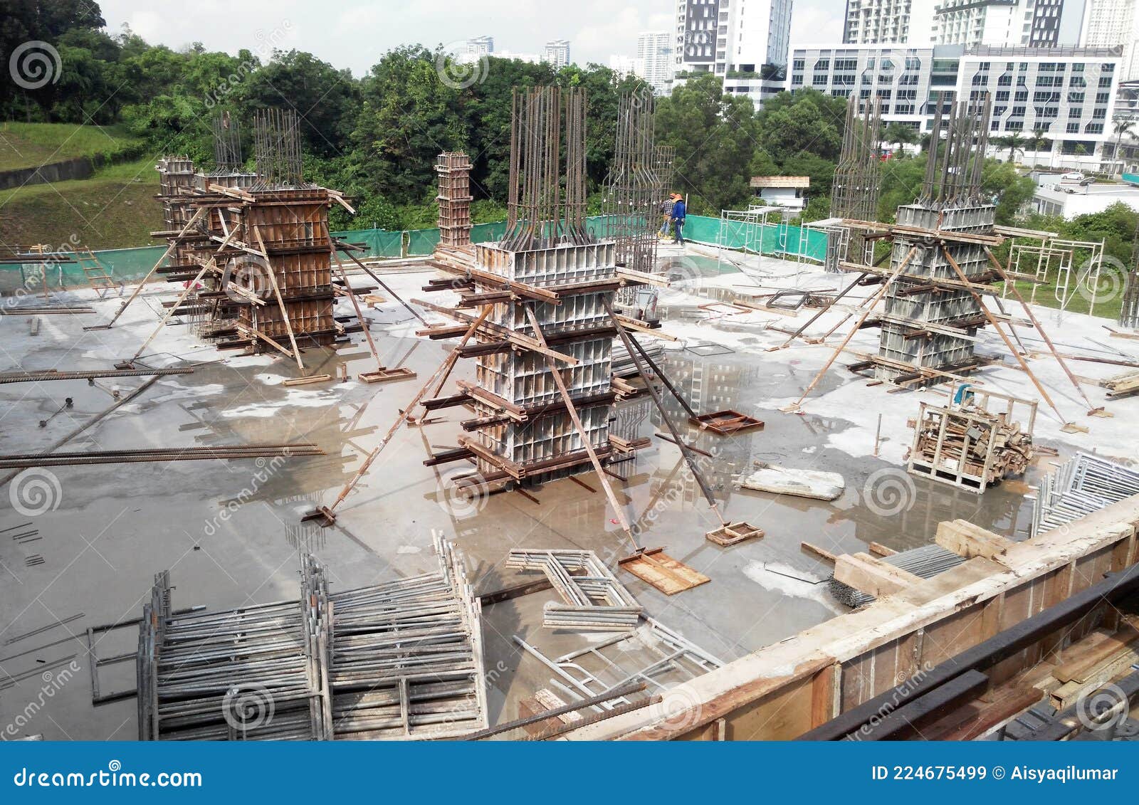 Structural Work is Underway at the Construction Site. Work is Carried ...