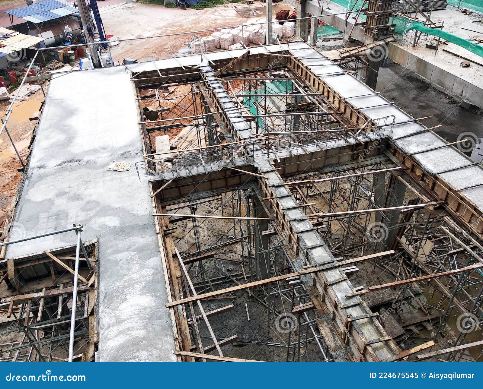 Structural Work is Underway at the Construction Site. Work is Carried ...