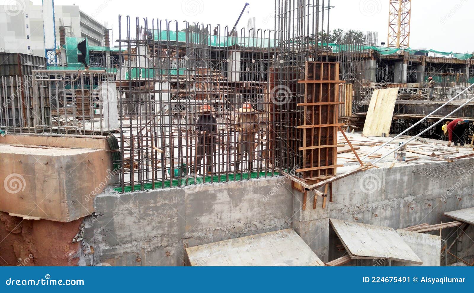 Structural Work is Underway at the Construction Site. Work is Carried ...