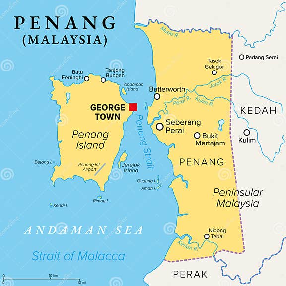 Penang, a State of Malaysia in Southeast Asia, Political Map Stock ...