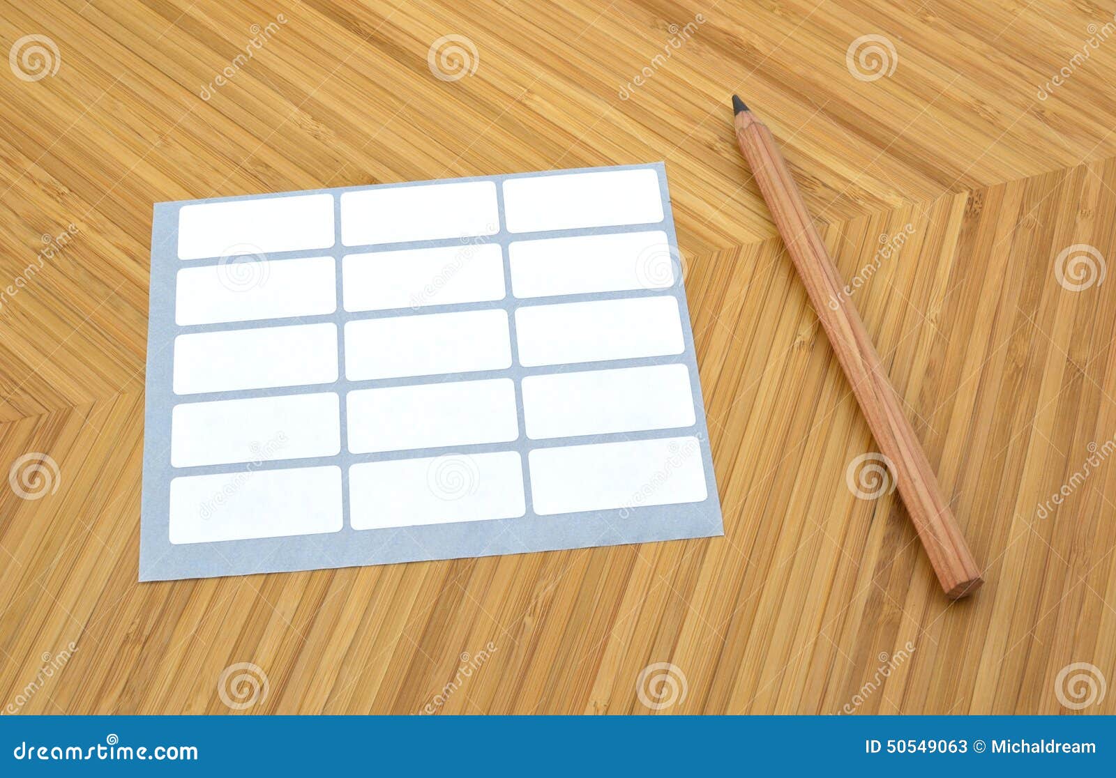 Pencil and adhesive labels stock image. Image of background - 50549063