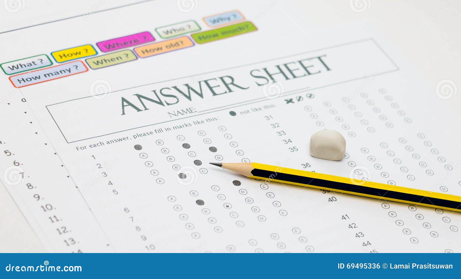 Pencil on answer sheet stock photo. Image of mark, blank - 69495336