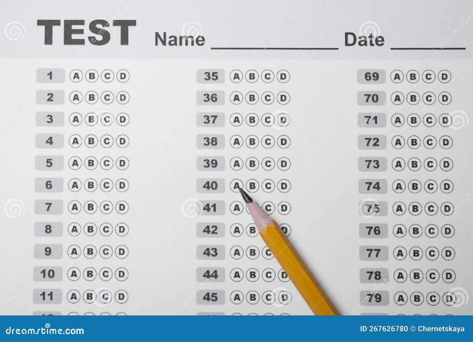 Pencil on Answer Sheet, Top View. Student Passing Exam Stock Photo ...