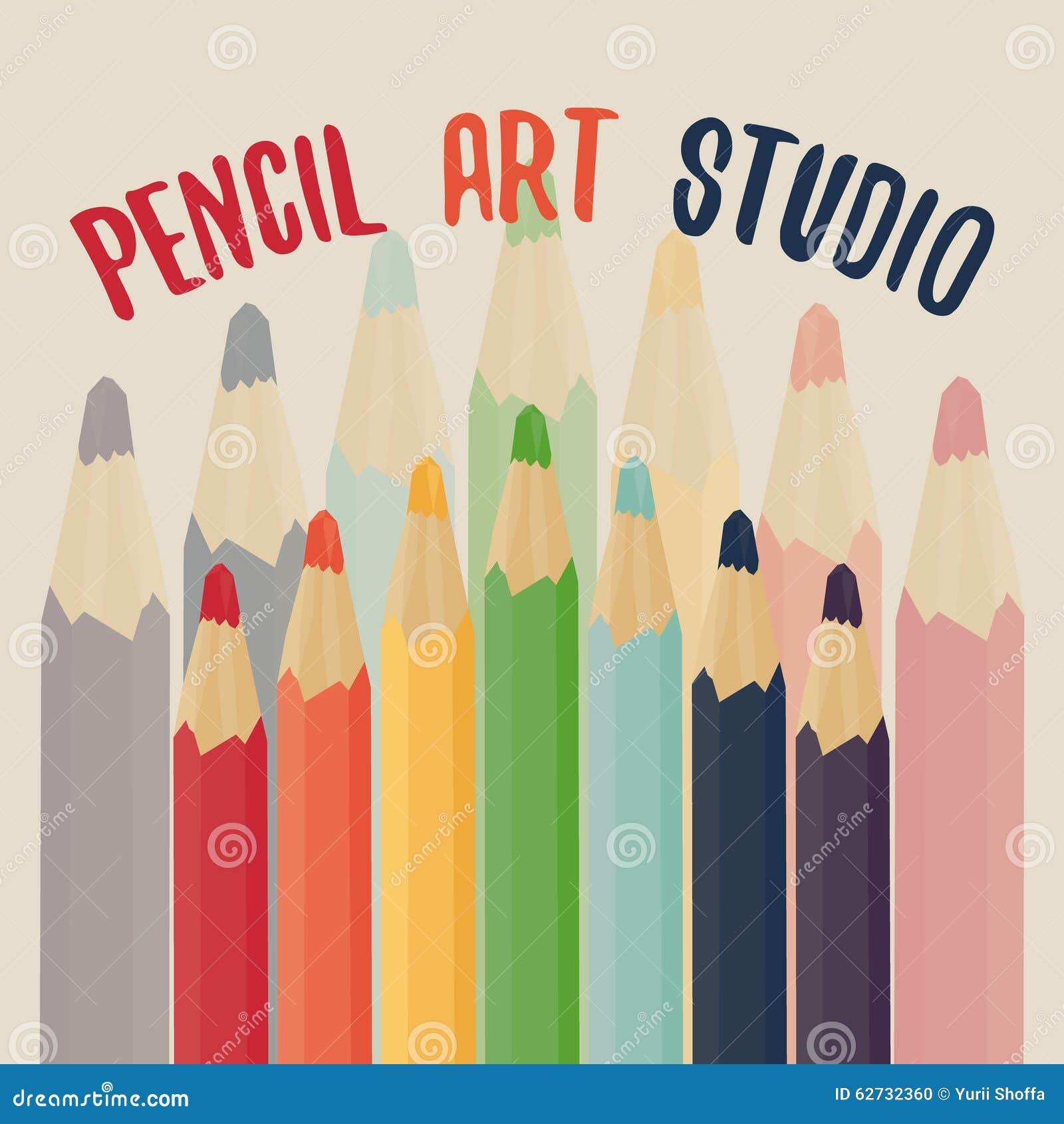 Pencil Art Studio. Colored Pencils Set Stock Illustration ...