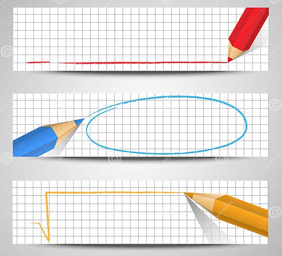 Pencil banners stock vector. Illustration of education - 25356659