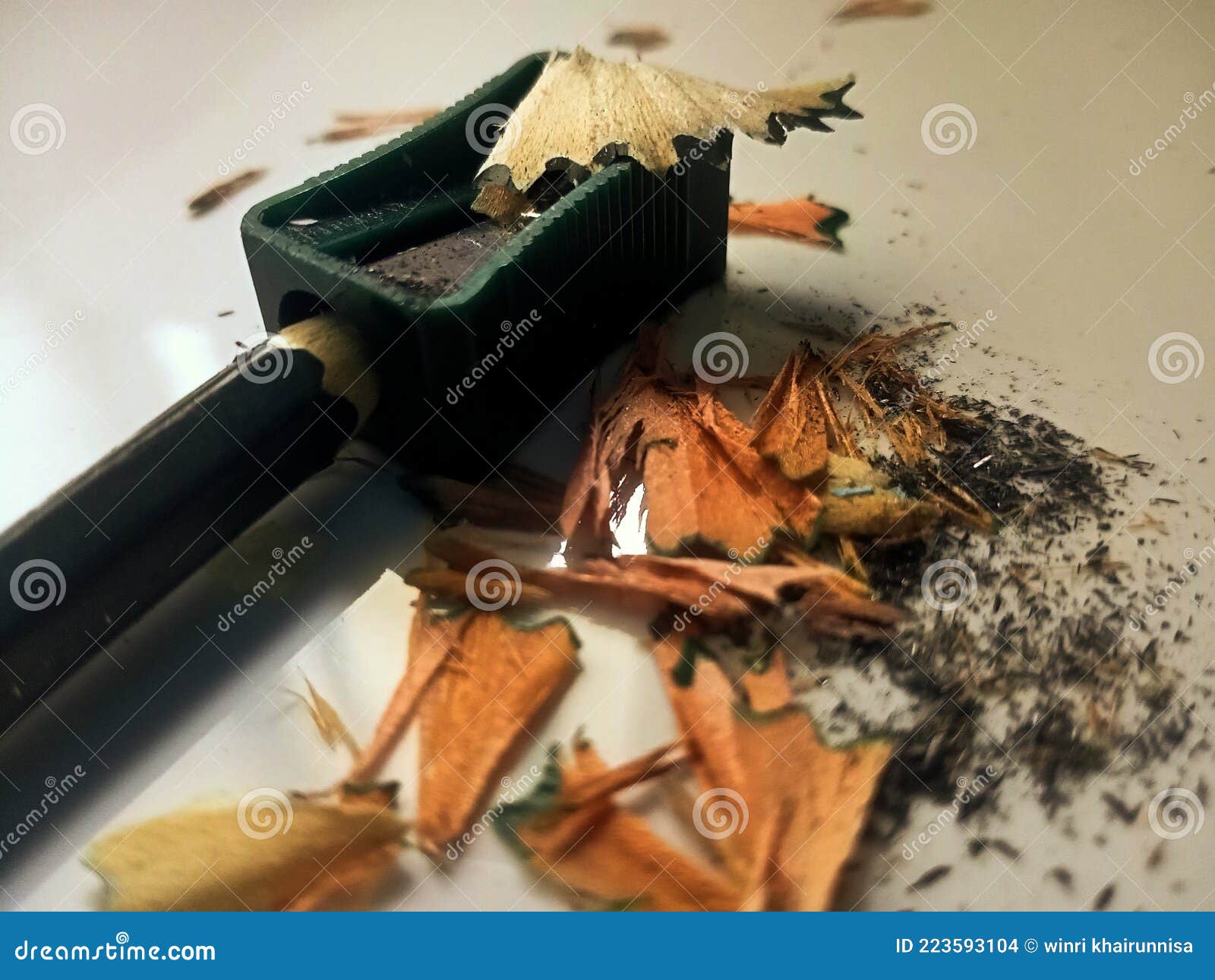 Pencil being sharpened stock photo. Image of flower - 223593104