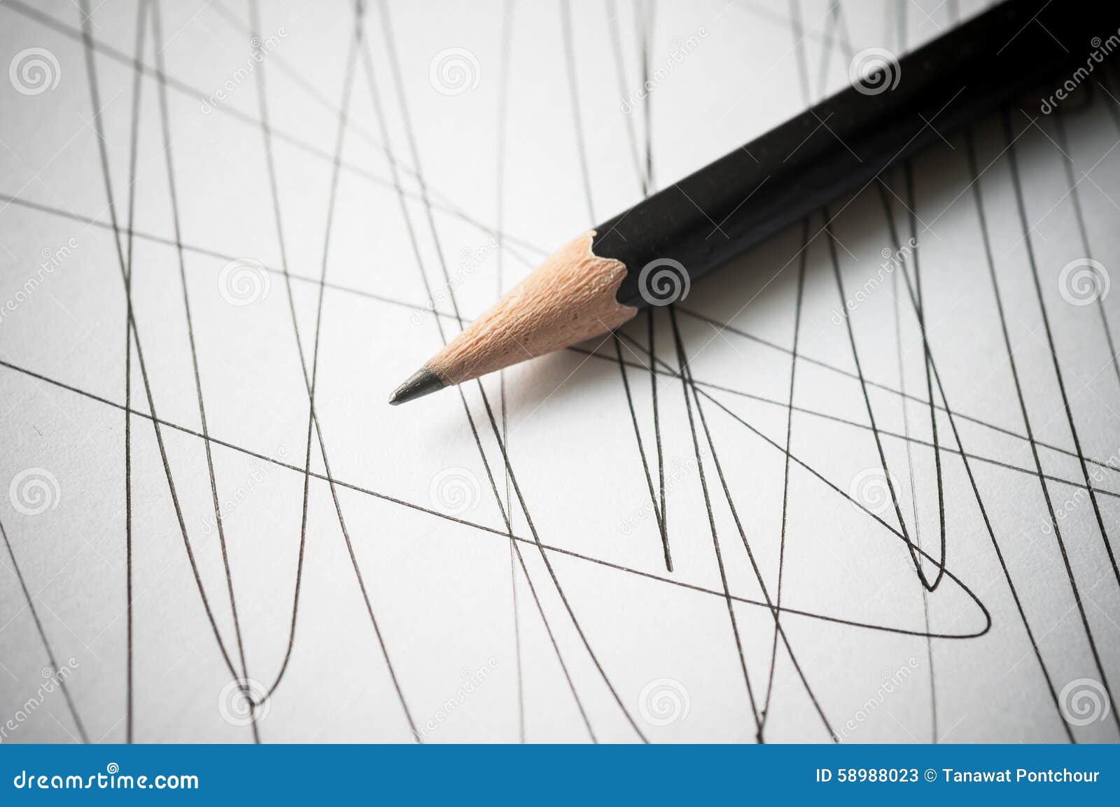 Pencil with Black Curved Lines. Stock Illustration - Illustration of ...