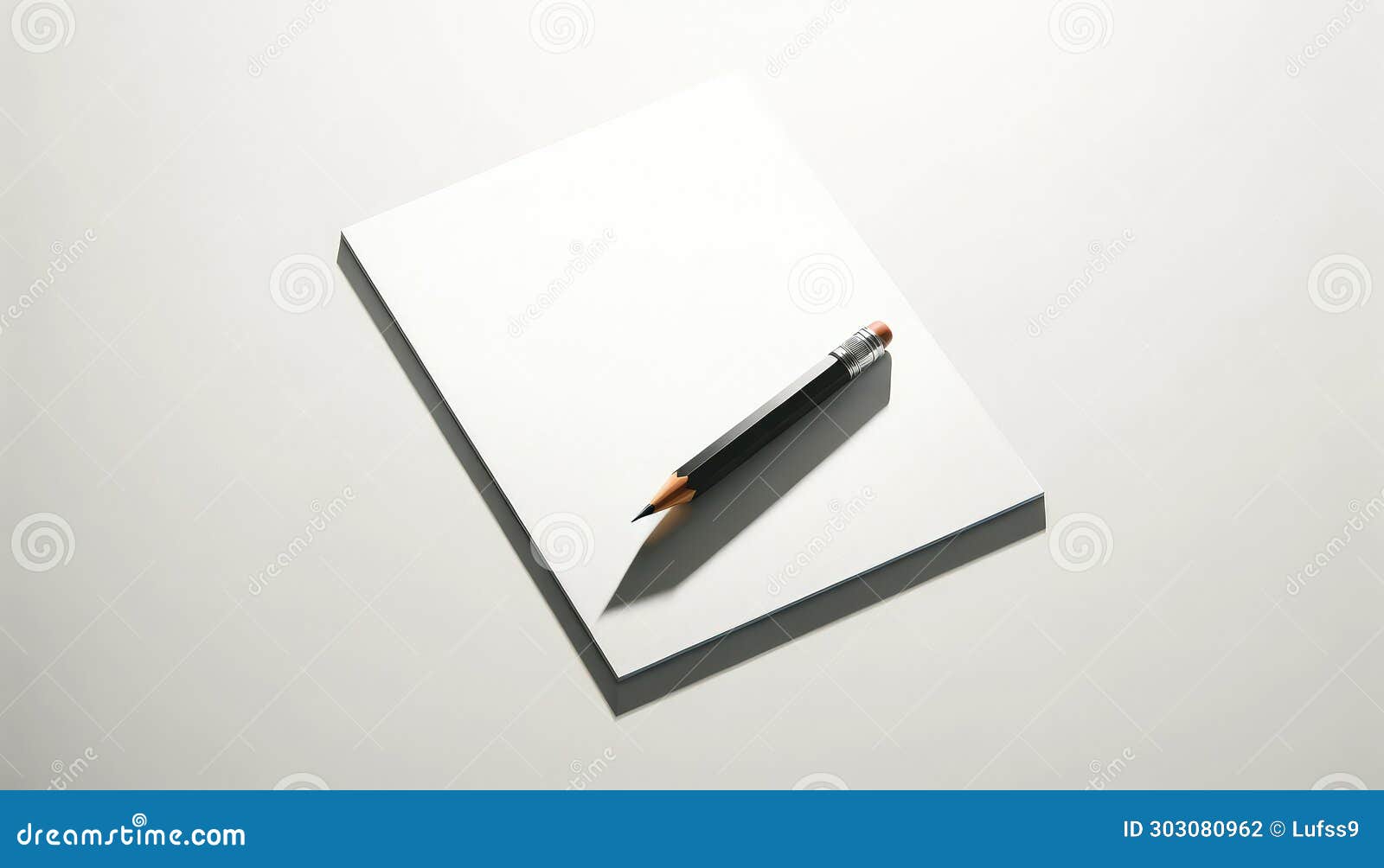 Pencil on Blank White Paper Minimalist Composition Stock Photo - Image ...