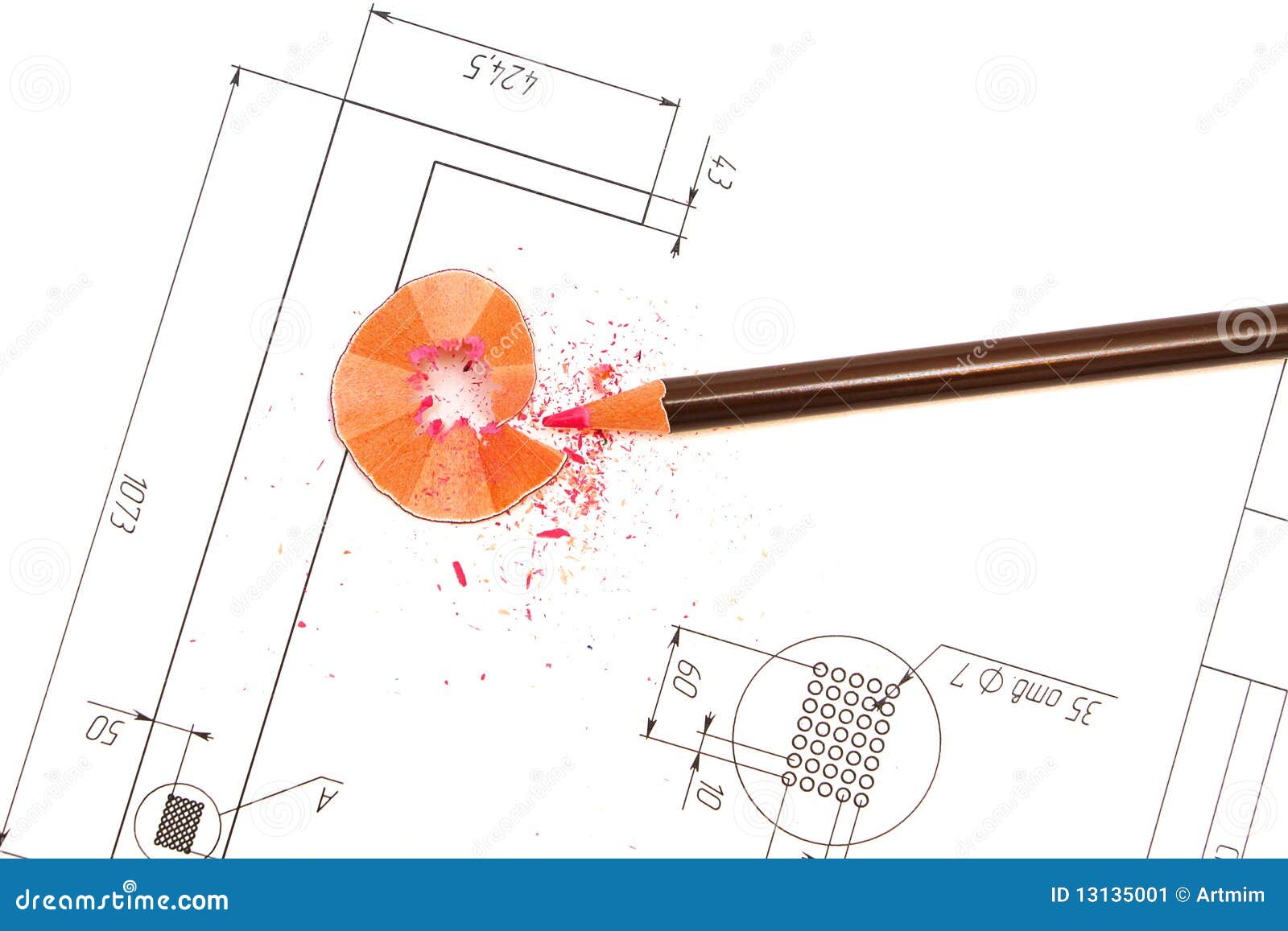 Pencil and Blueprints for an Architect S Drawings Stock Image - Image ...